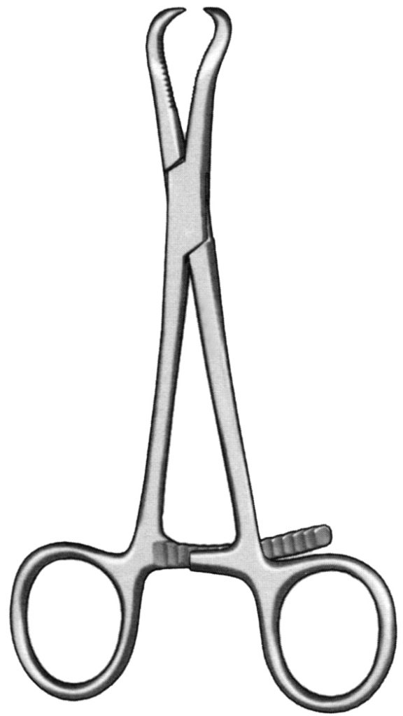Bone Reduction Forceps 5" curved 15mm serrated with pointed tips - gSource