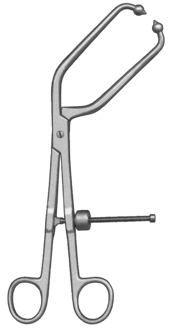 Pelvic Reduction Forceps 9 1/2'' angled long ball tips - gSource
